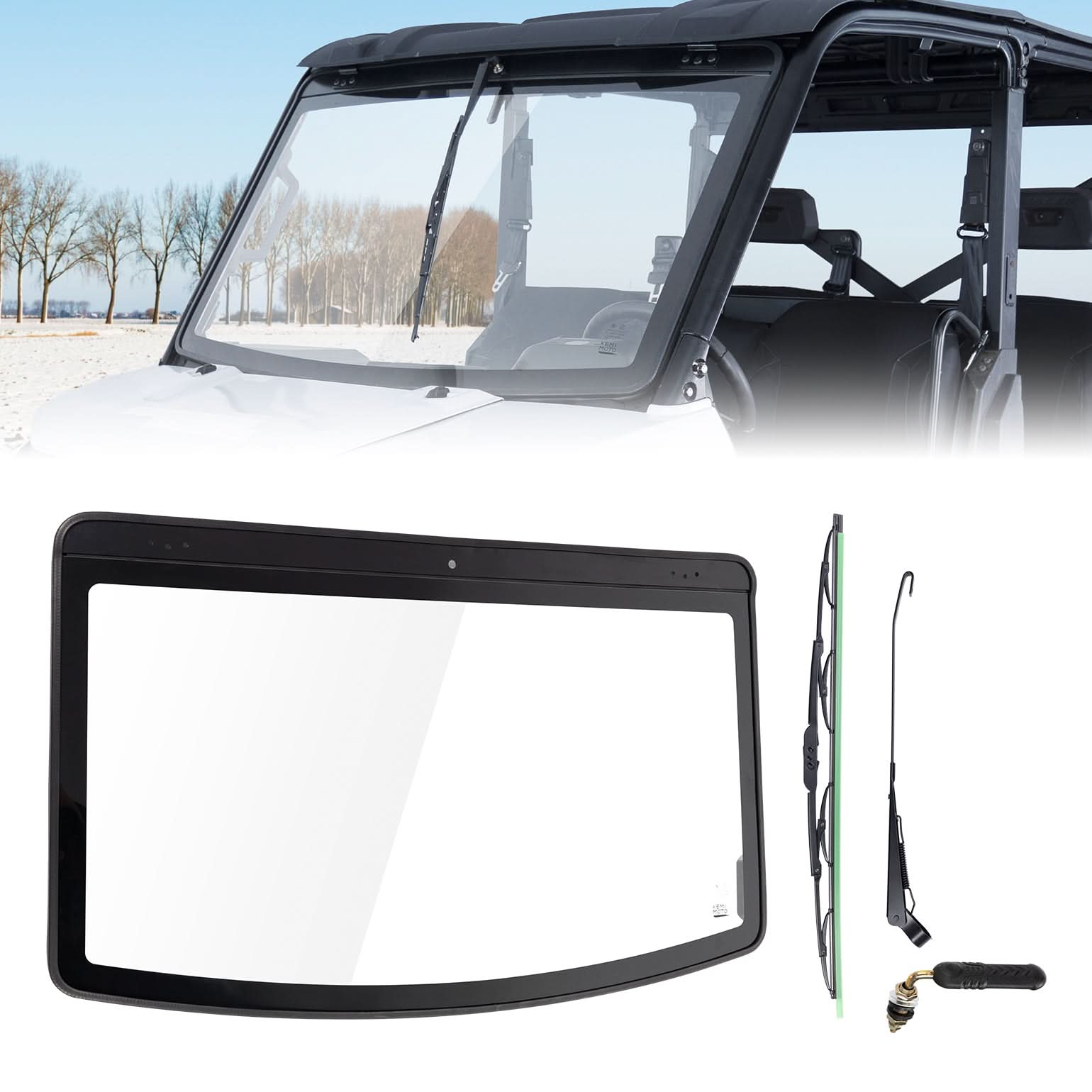 Polaris Ranger 1000 Glass Windshield with Wiper – Kemimoto