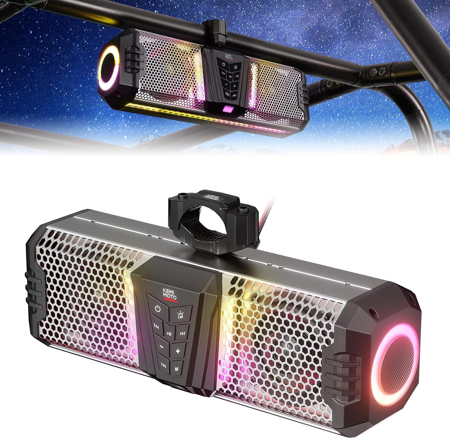 KEMIMOTO Midnight S80 32" Aluminum 6-Speaker RGB Soundbar Silver – Kemimoto