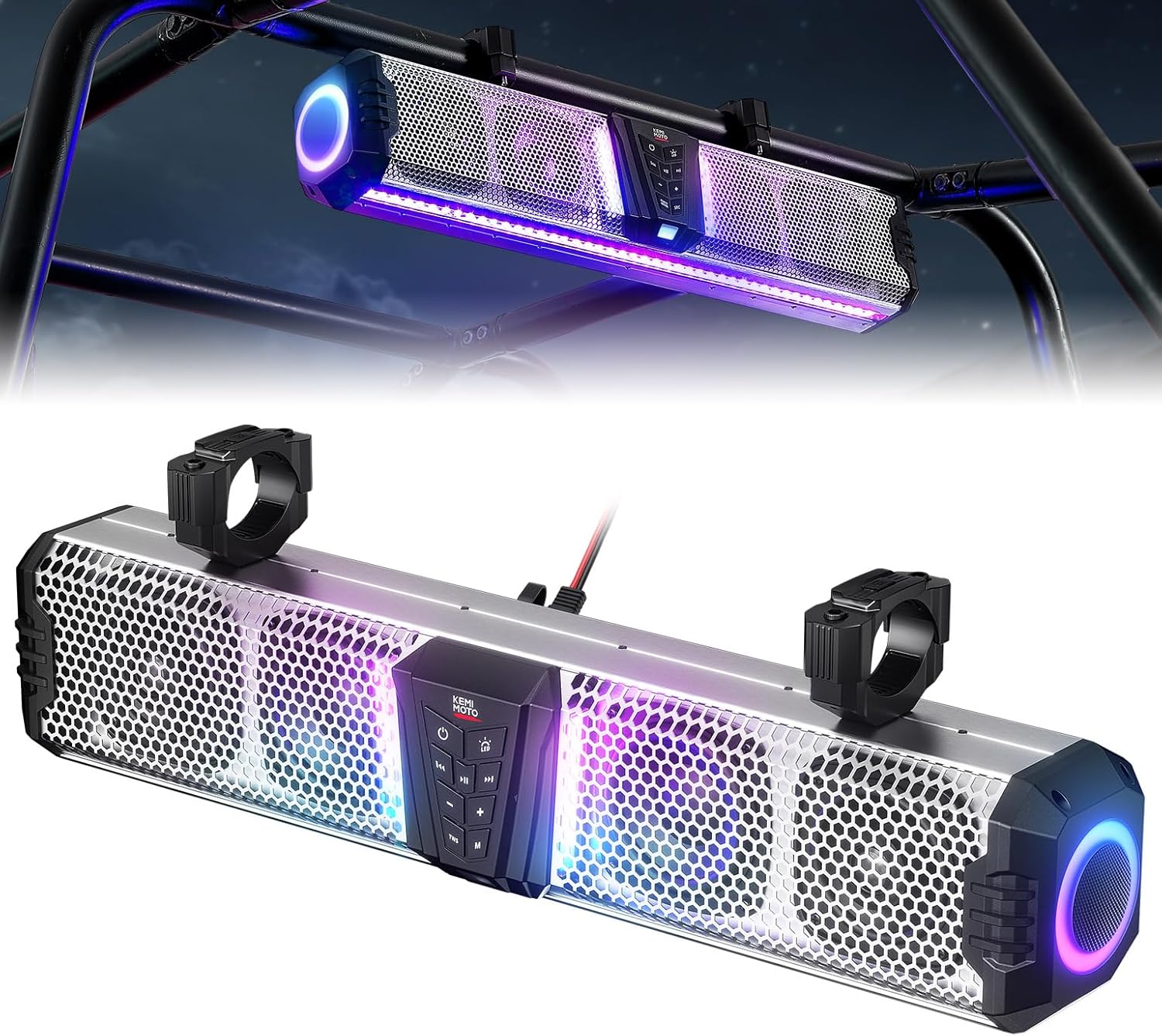 KEMIMOTO Midnight S80 32" Aluminum 6-Speaker RGB Soundbar Silver – Kemimoto