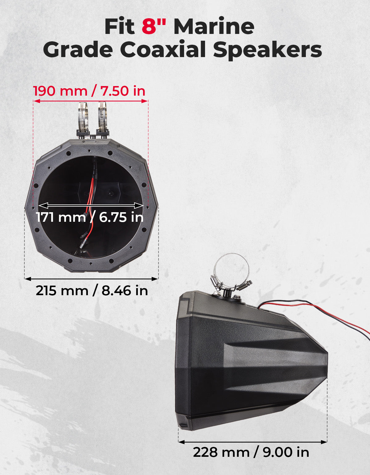 8-Inch Speaker Pod Enclosure for All 1.5" to 2" Roll Bar – Kemimoto