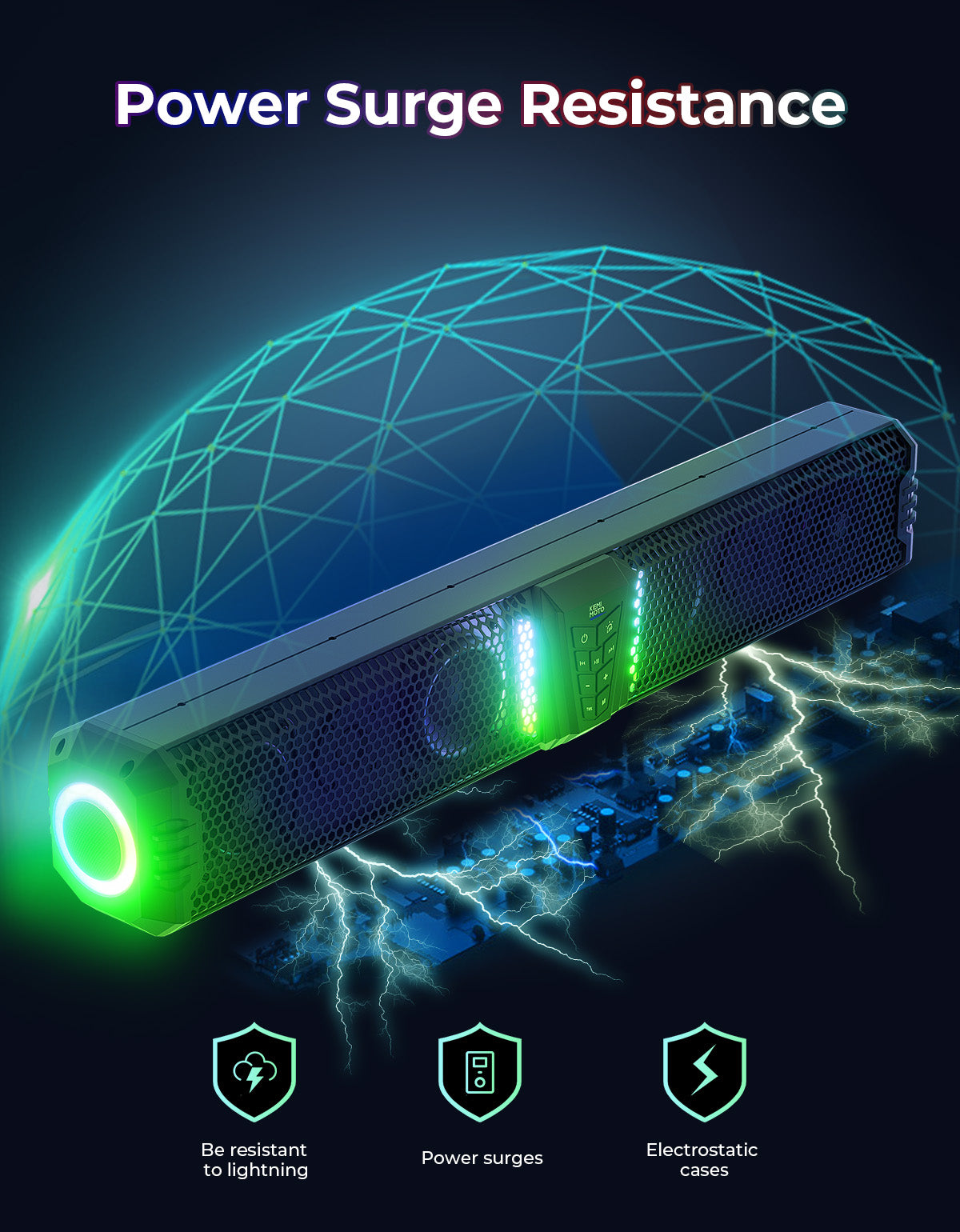 Kemimoto Midnight 80 32-inch UTV Sound Bar with 6 Speakers