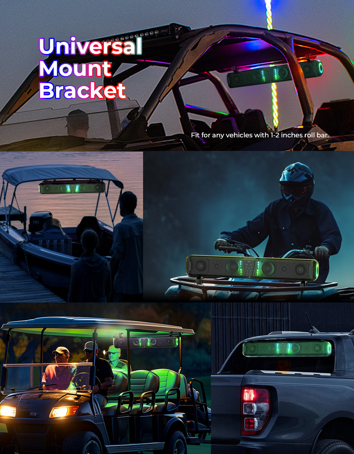 Midnight 80 UTV Sound Bar with 6 Speakers – Kemimoto