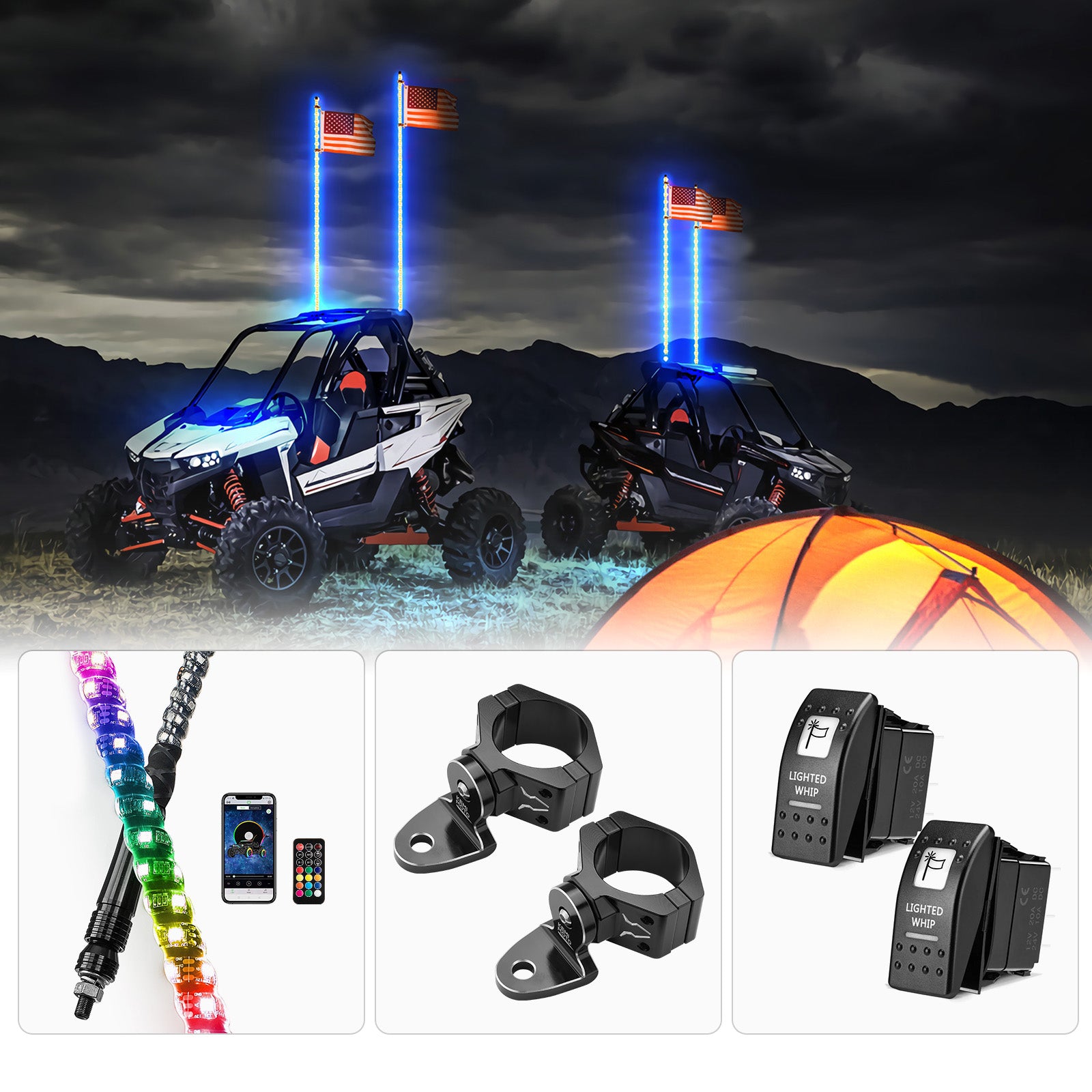 UTV LED RGB Whip Lights – Kemimoto