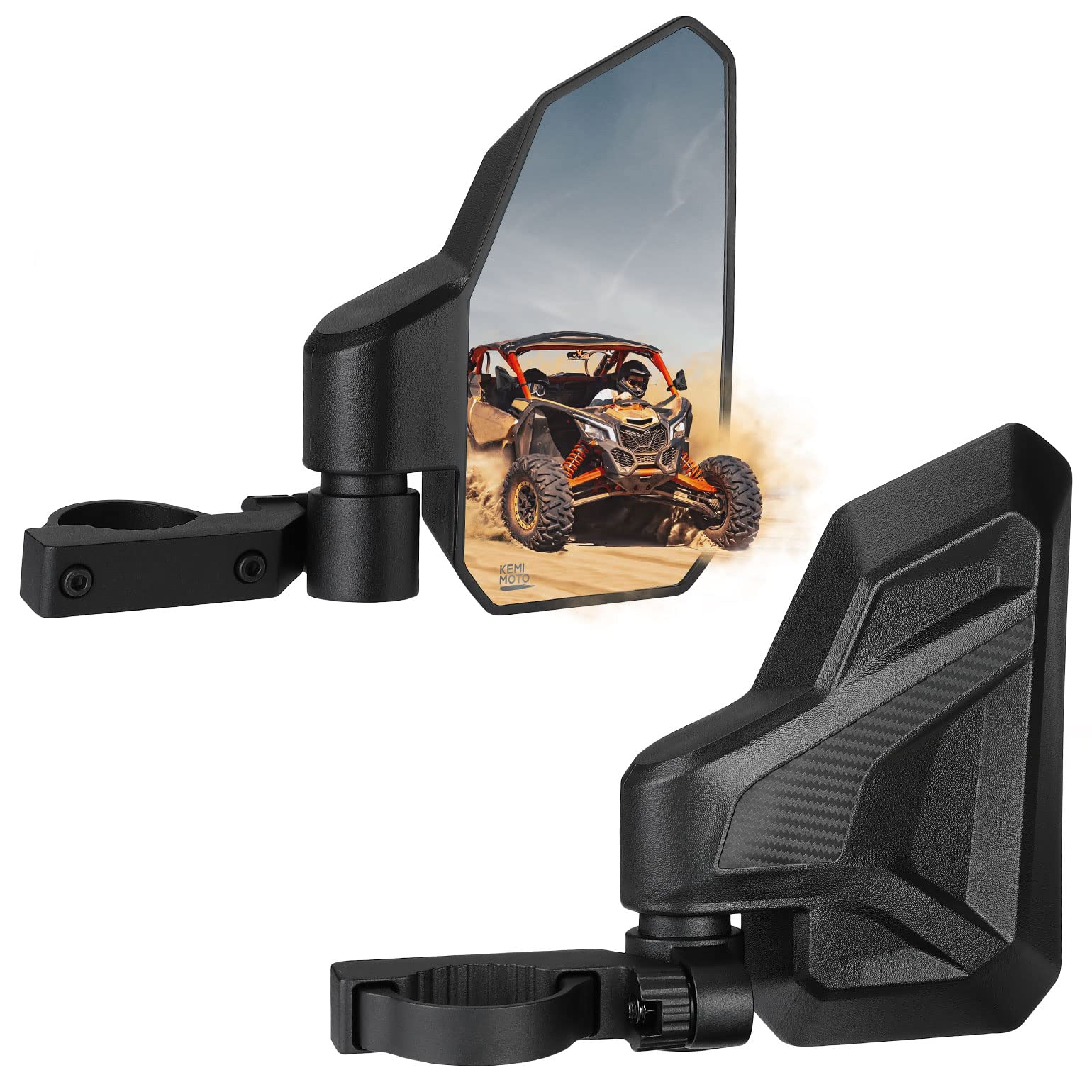 UTV Side Mirrors Fit with Windshield for 1.6"-2" Roll Bar – Kemimoto