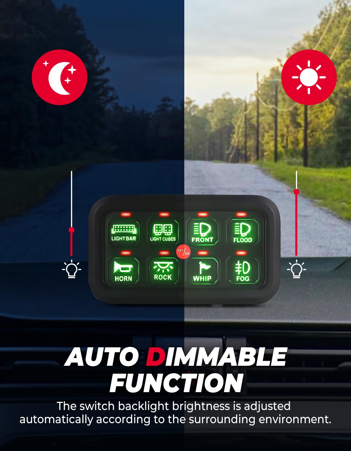 12-24V 8 Gang Switch Panel for Cars, UTVs, Trucks, Wrangler & RZR X3 ...