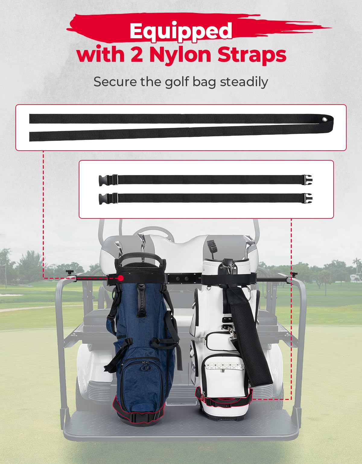 Golf Cart Bag Holder Bracket for Most 2+2 Seat – Kemimoto