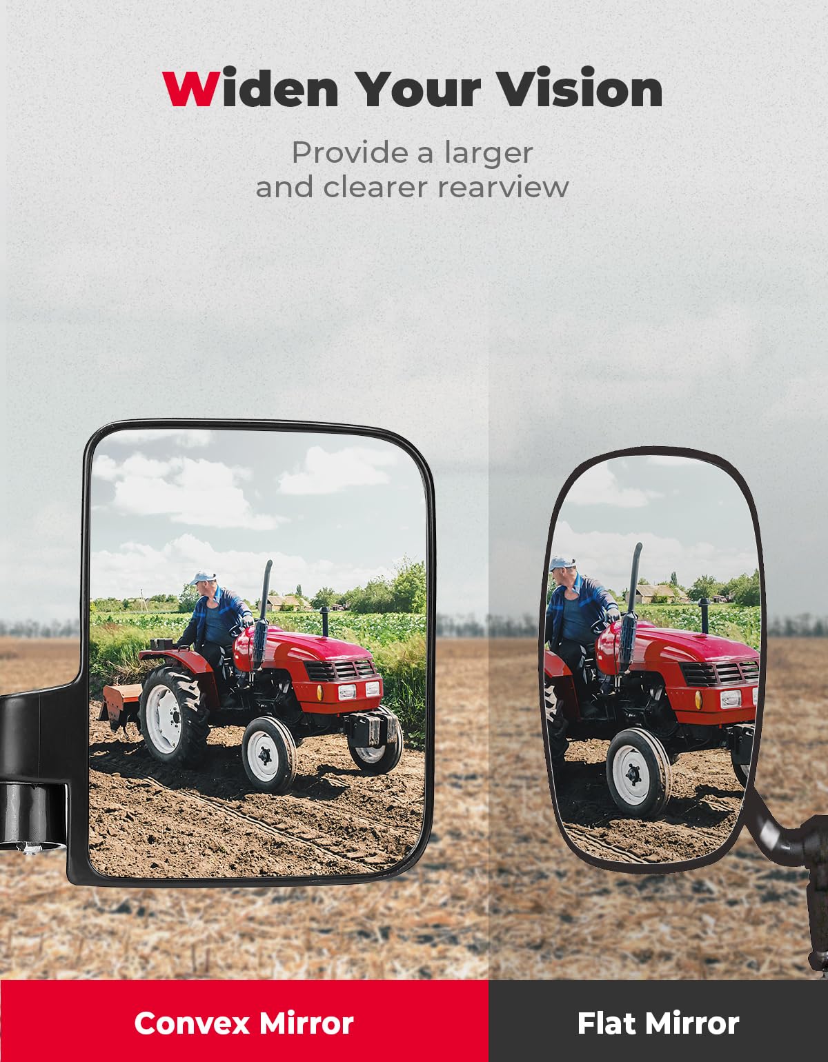 Magnetic Side Mirrors for Tractors, Lawn Mover, UTV, ATV – Kemimoto