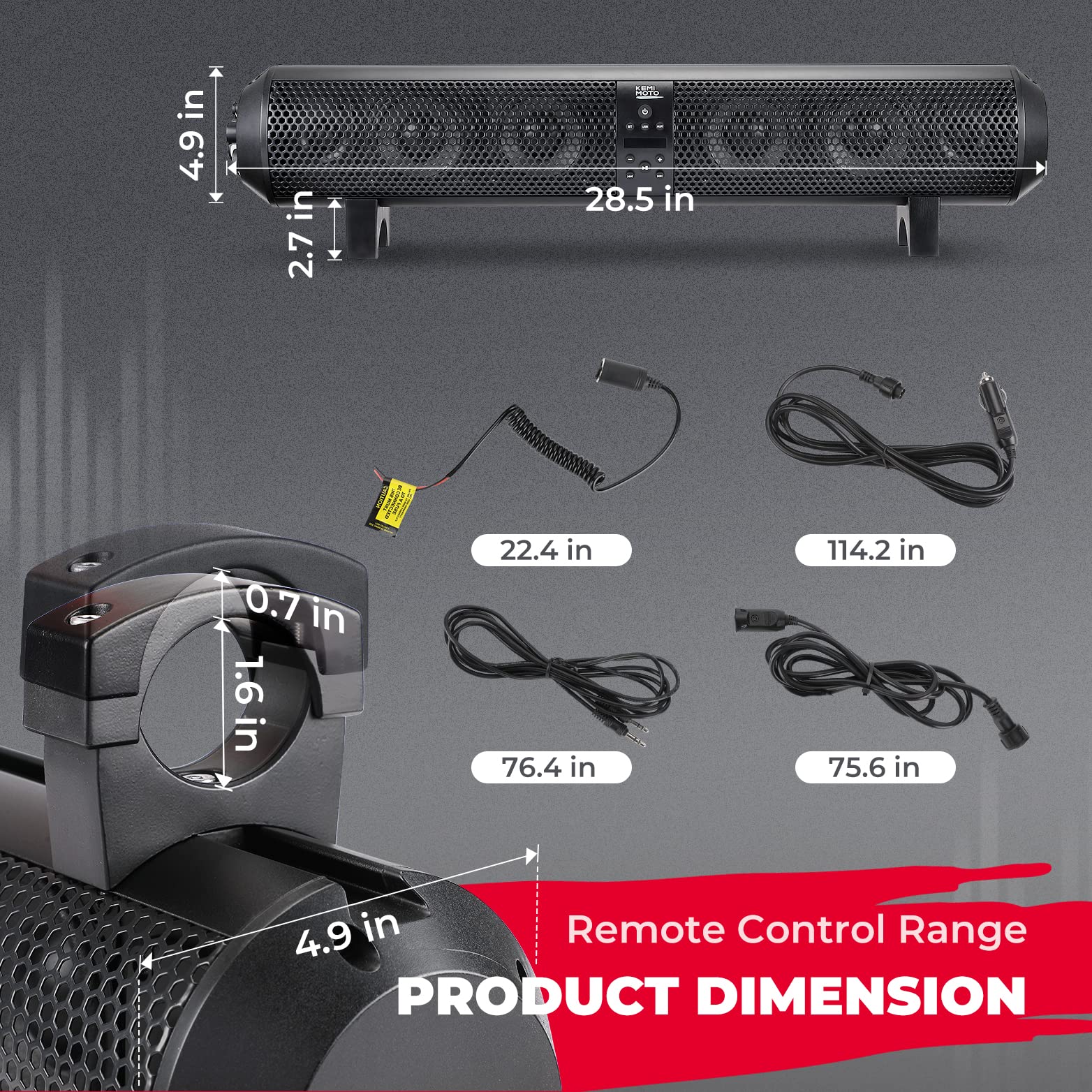 6-Speaker UTV Bluetooth Soundbar – Kemimoto