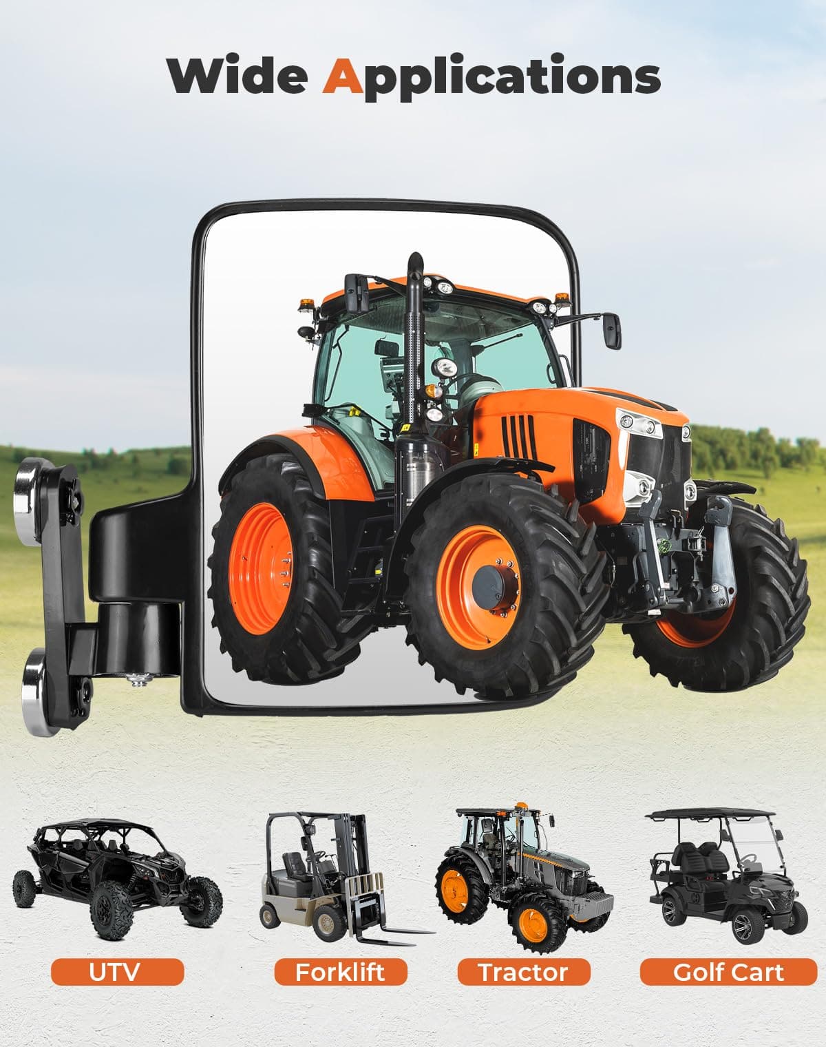 220Lbs Magnetic Side Mirrors for UTV Golf Cart Tractor Forklifts – Kemimoto