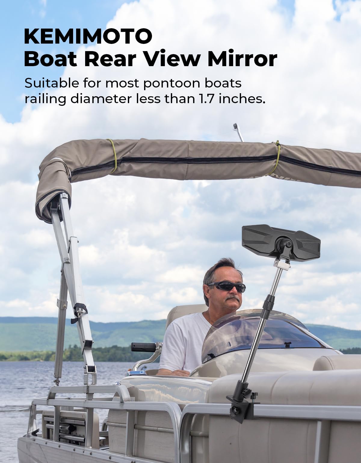 360° Adjustable Boat Rear Mirror with Telescoping Pole 4.5"x8" – Kemimoto