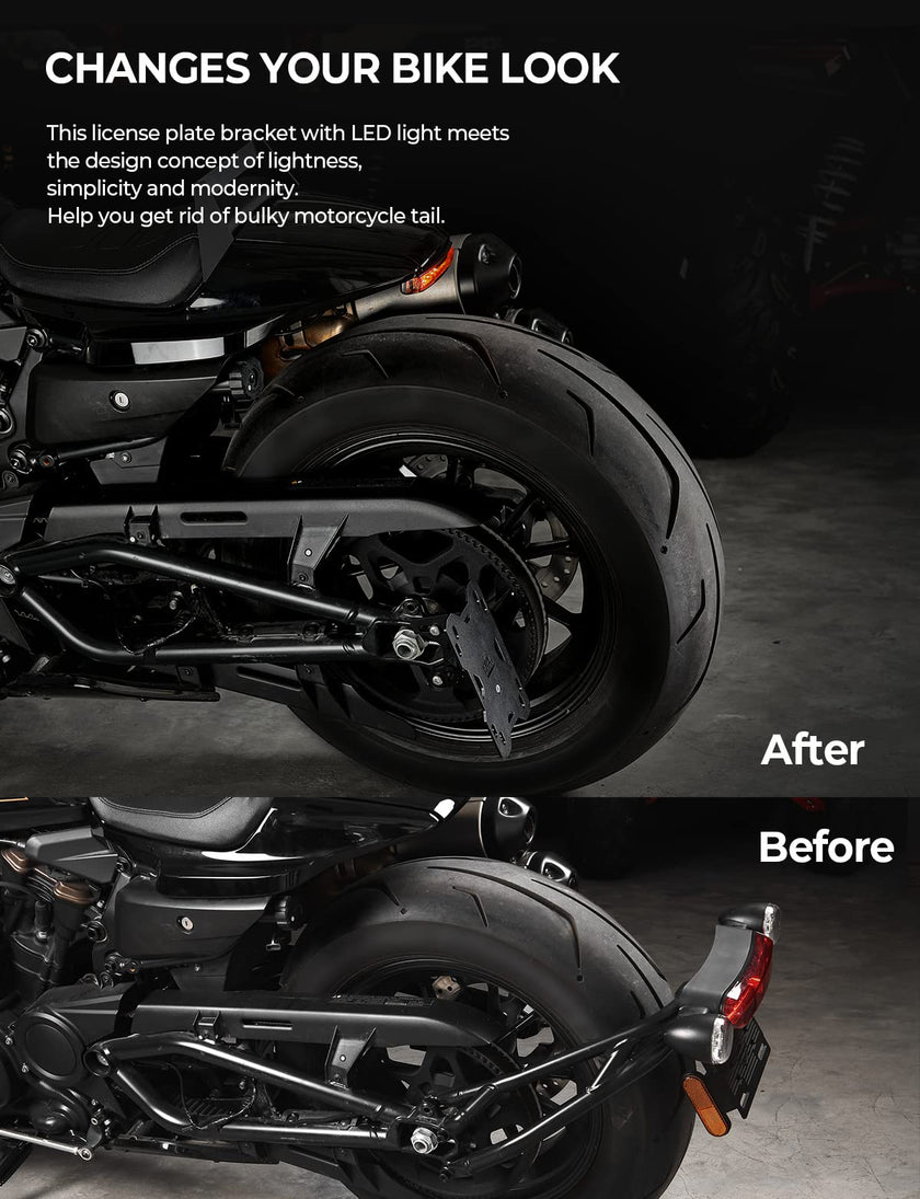 Motorcycle Side Mount License Plate Bracket and LED Light – Kemimoto