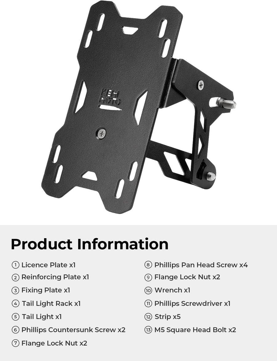 Motorcycle Side Mount License Plate Bracket and LED Light – Kemimoto