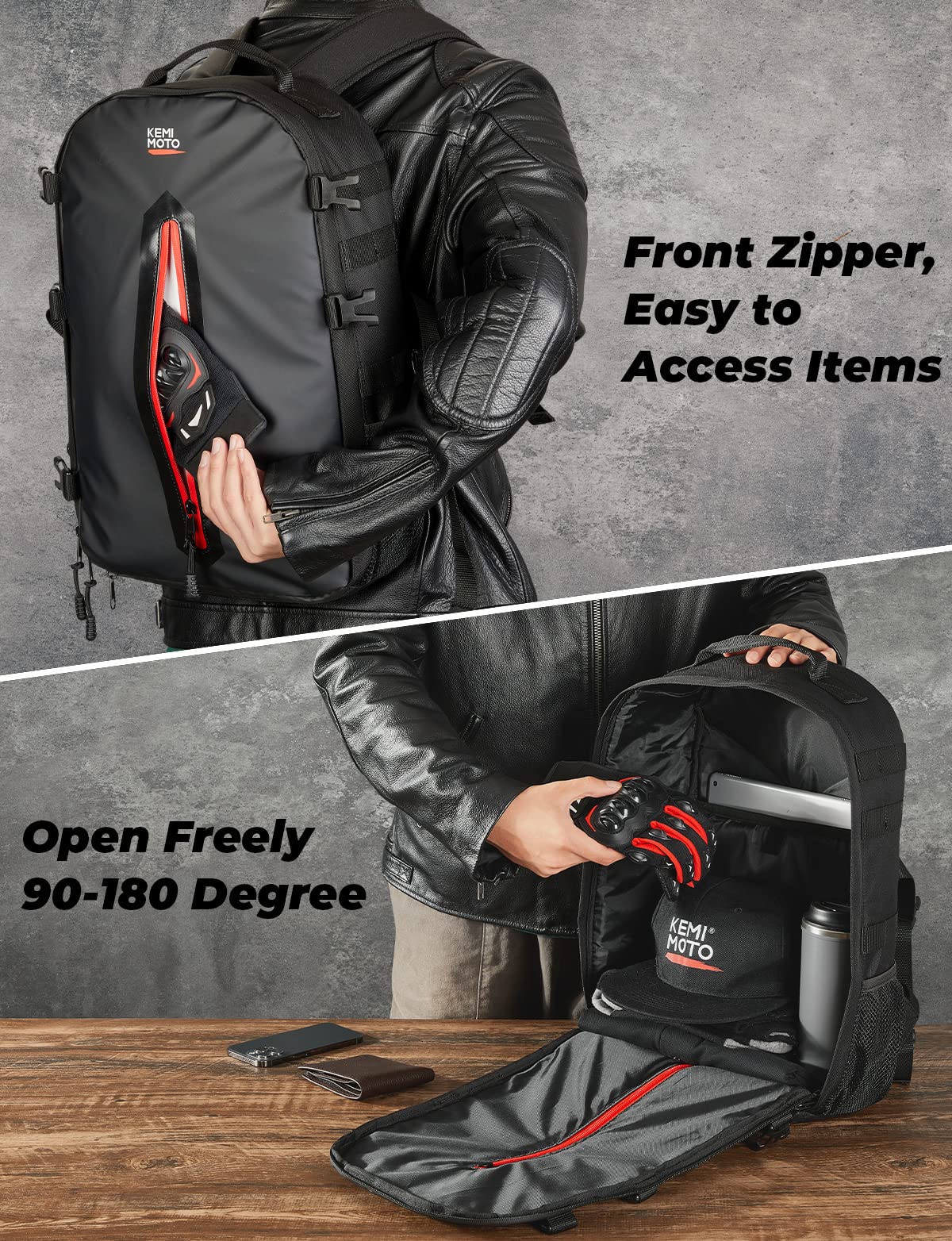20L Motorcycle Helmet Backpack with Hidden Helmet Net – Kemimoto